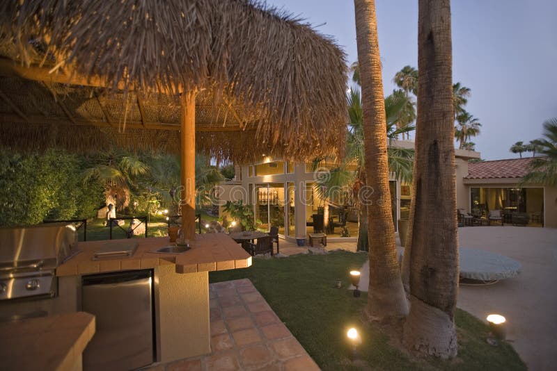 Outdoor Bar Counter at Dusk Stock Image - Image of exterior ...