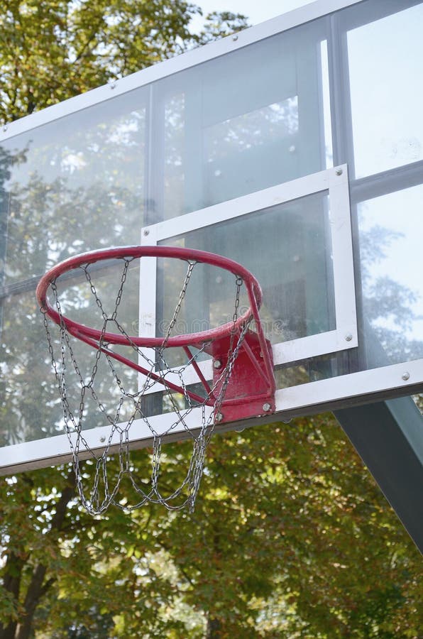 Outdoor Basketball Backboard with Clear Blue Sky Stock Photo - Image of ...