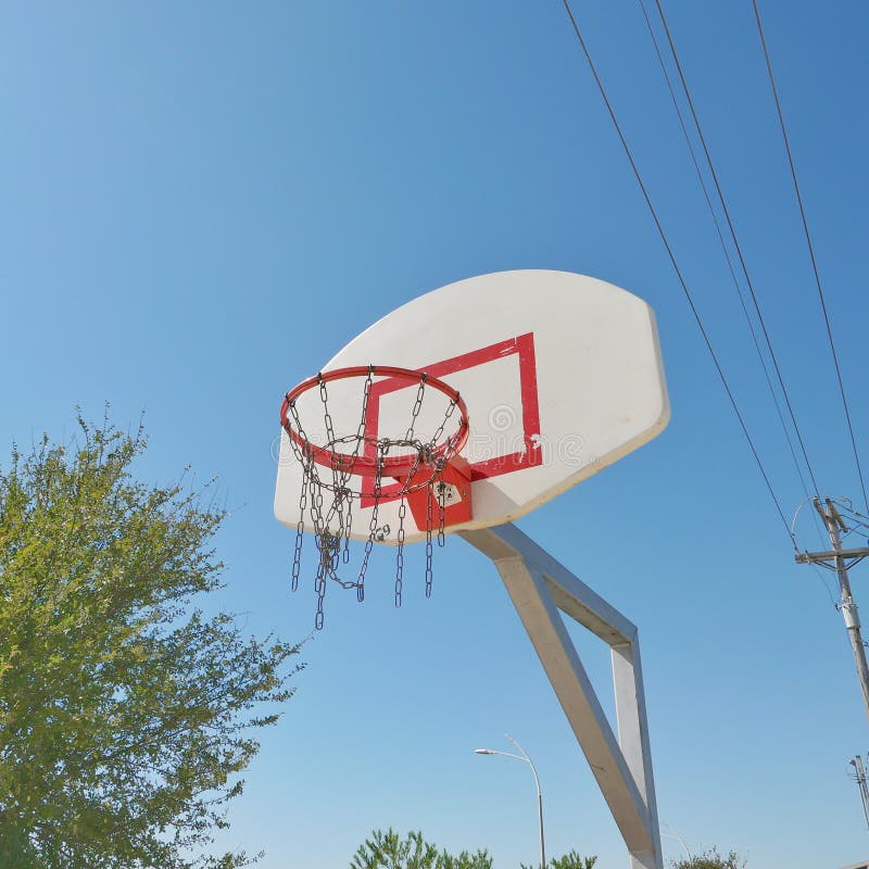 Outdoor Basketball Backboard and Rim Stock Image - Image of broken ...