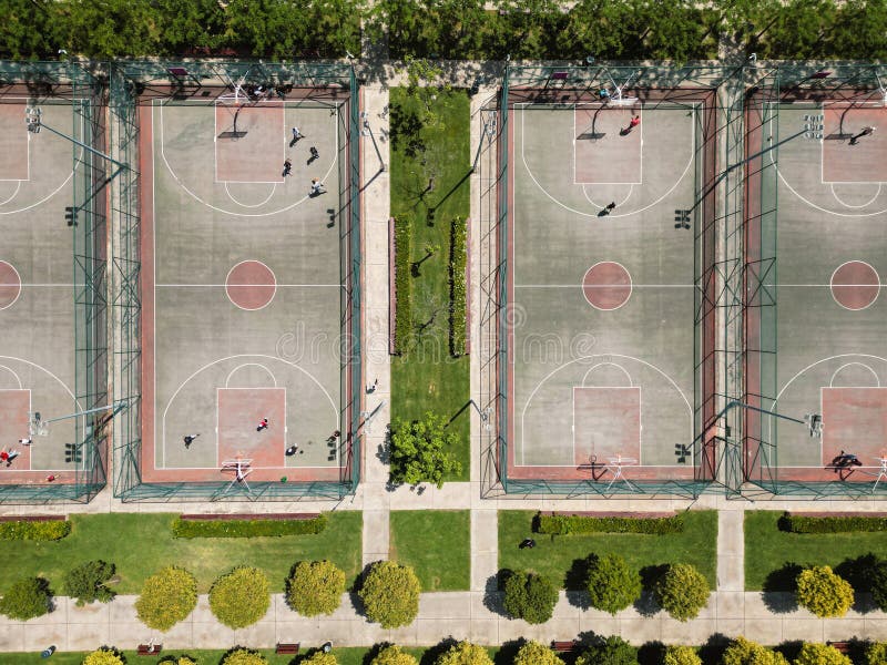 Outdoor Basketball Courts View from Drone Stock Image - Image of ...