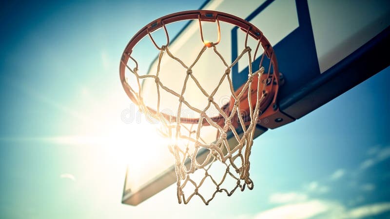 Outdoor Basketball Ring in Bright Afternoon Sunlight Stock Illustration ...