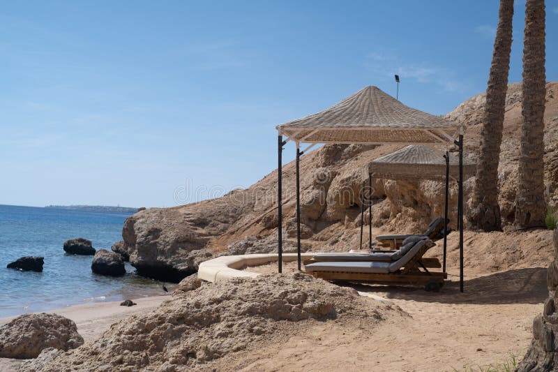 Outdoor beach huts stock photo. Image of house, water - 270550160