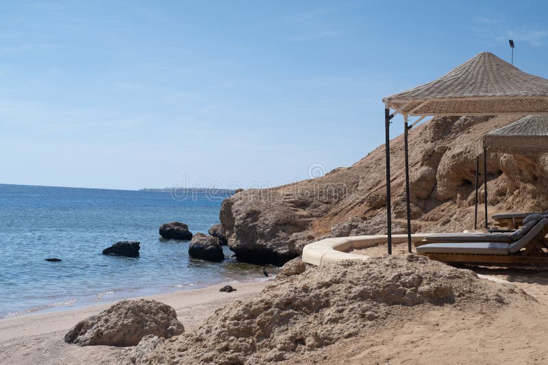 Outdoor beach huts stock image. Image of horizon, outdoor - 270550161