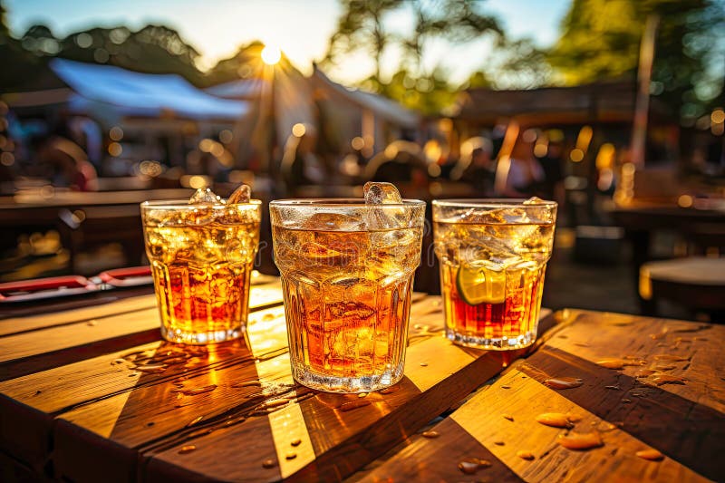 Outdoor Beer and Bourbon for Food and Drink Stock Photo - Image of cool ...