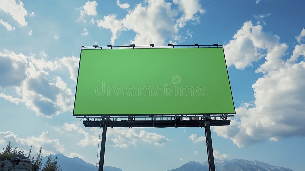 Outdoor Billboard with Green Chroma Screen for Digital Editing Stock ...
