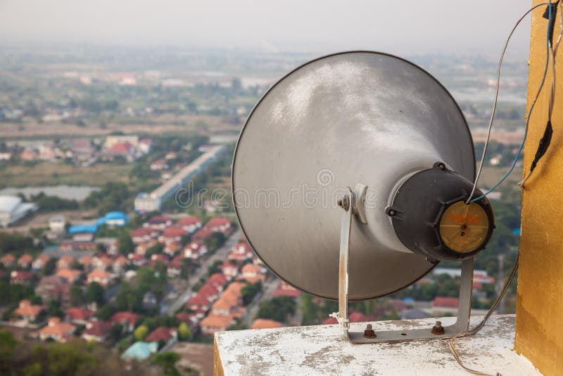 Outdoor Black Loudspeakers Broadcasting Stock Photo - Image of ...
