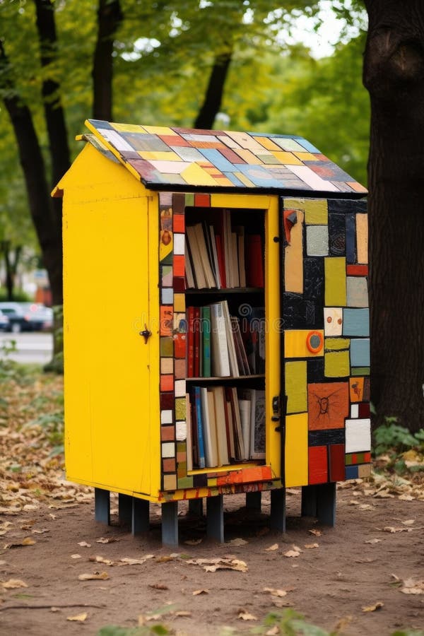 Outdoor Book Exchange Box in a Park Stock Image - Image of book, park ...