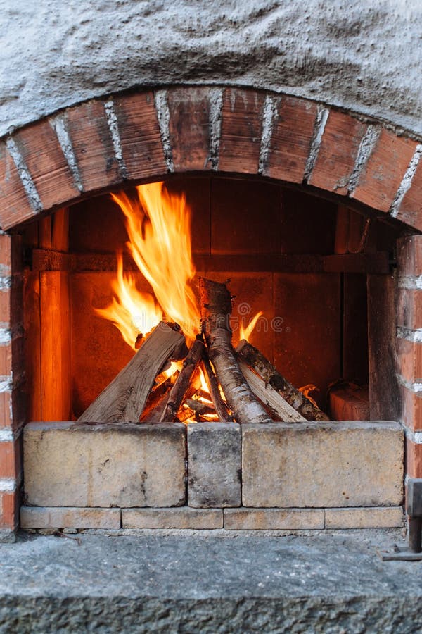 Outdoor brick fireplace stock image. Image of fireplace - 53453835