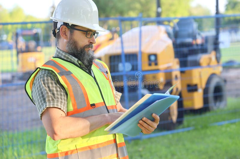 Outdoor Builder Portrait, Construction Man Worker Standing with ...