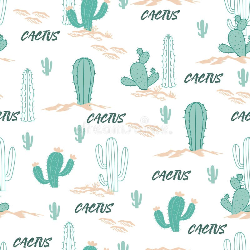 Outdoor Cactus Tree Desert Forest Vector Seamless Pattern Stock Vector ...