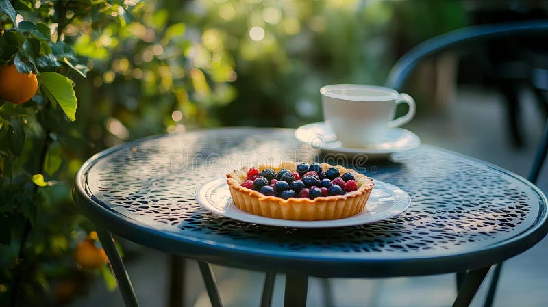 Outdoor Caf Table Elegant Fruit Tart Tea Stock Photos - Free & Royalty ...