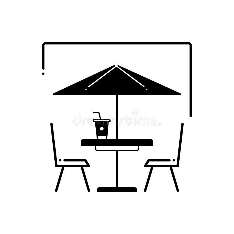 Black Solid Icon for Outdoor Cafe, Cafeteria and Street Stock Vector ...