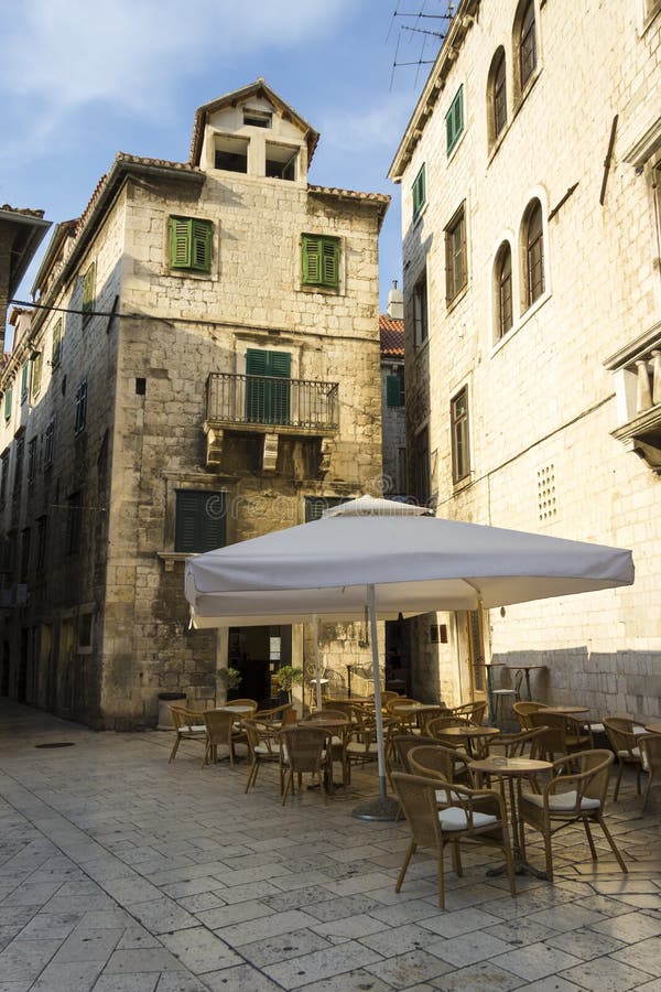 Outdoor Cafe in Old Town, Split, Croatia Stock Photo - Image of nature ...