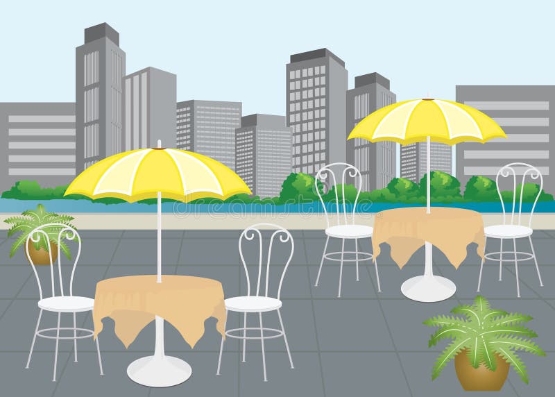 Outdoor Cafe stock vector. Illustration of food, chair - 35646005