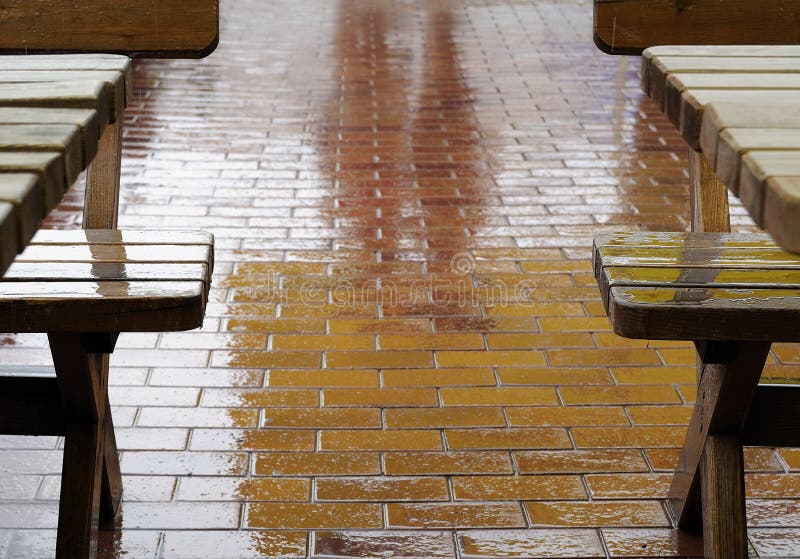 Outdoor Cafe on a Rainy Day Stock Photo - Image of reflection, sidewalk ...