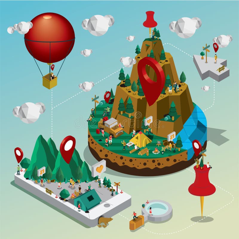 Outdoors Camping Concept. Vector Illustration Decorative Design Stock ...