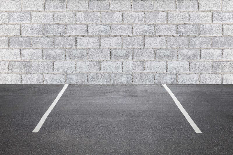 Outdoor Car Parking Spaces and Concrete Wall Stock Image - Image of ...