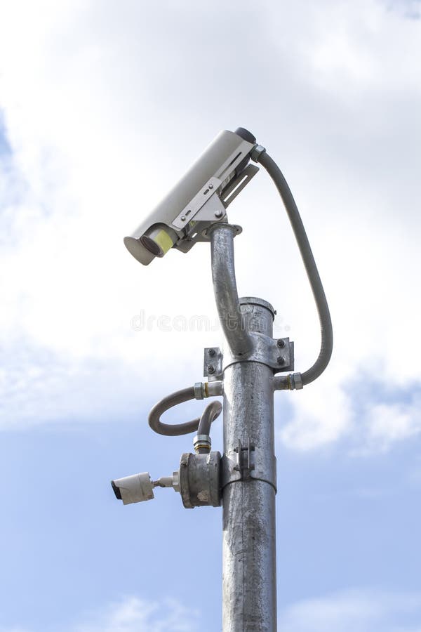 Outdoor CCTV Camera on the Pole on White Background Stock Photo - Image ...