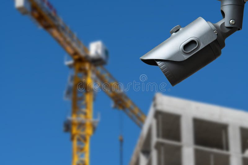 Outdoor Cctv Camera, Secure Construction Site. Stock Photo - Image of ...