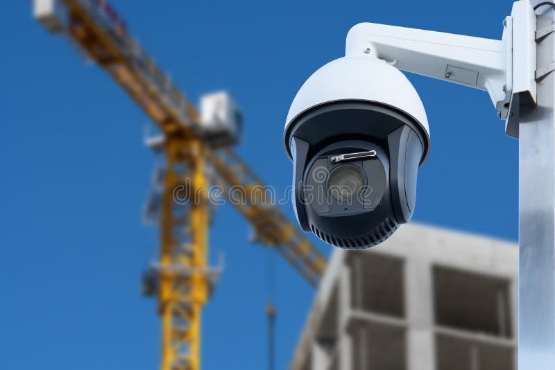 Outdoor Cctv Camera, Secure Construction Site. Stock Photo - Image of ...