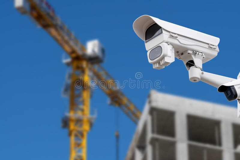 Outdoor Cctv Camera, Secure Construction Site. Stock Image - Image of ...
