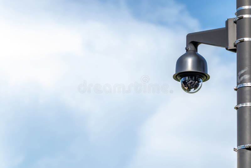 Outdoor CCTV Security Camera on High Rise Building Rooftop in Poor ...