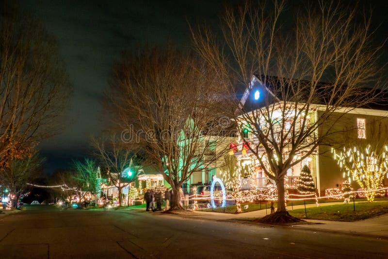 Outdoor Christmas Decorations at Christmas Town Usa Stock Image - Image ...
