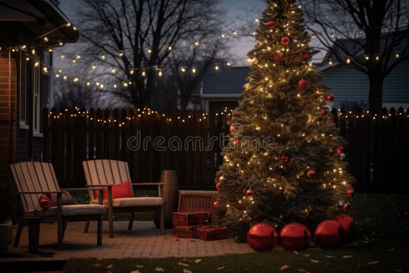 Outdoor Christmas Tree Setup with No Decorations Stock Illustration ...