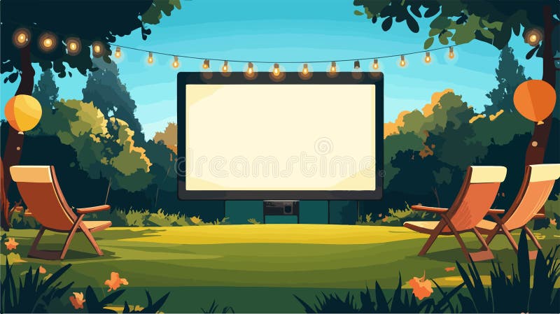 Outdoor Cinema in Park Setting with Open-Air Screen for Entertainment ...