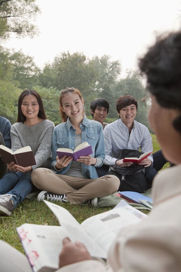 Outdoor class in the park stock image. Image of book - 36765953