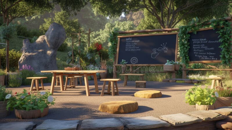 Outdoor Classroom with Benches, Chalkboard for Experiential Learning ...