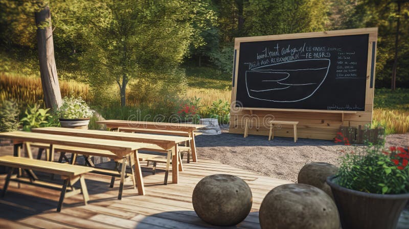 Outdoor Classroom with Benches, Chalkboard for Experiential Learning ...