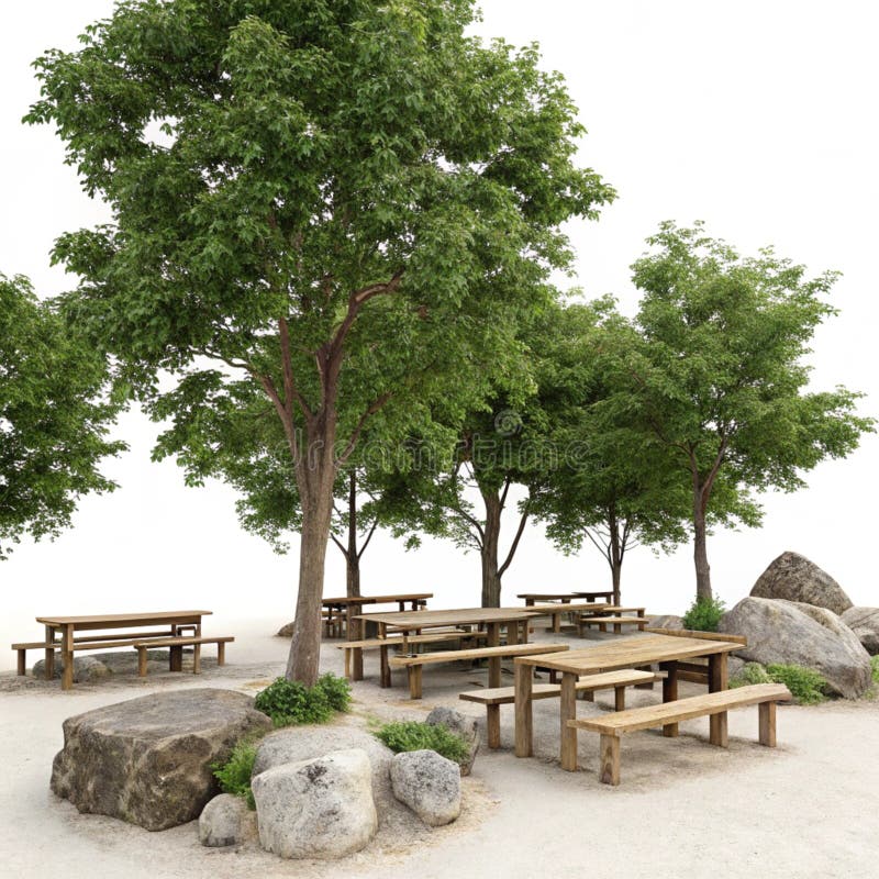 Outdoor Classrooms with Trees and Rocks Isolated on Transparent ...