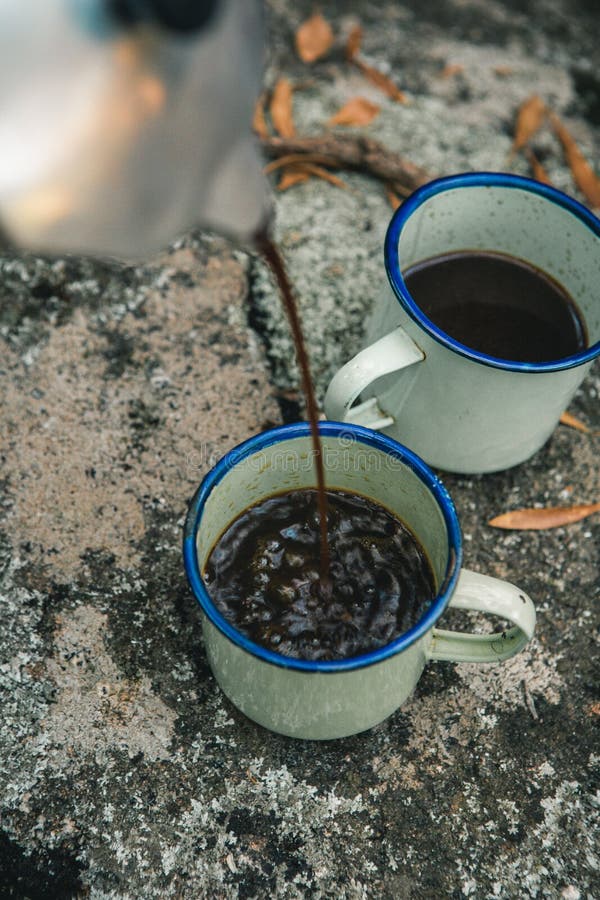 Outdoor coffee brewing stock image. Image of mocha, spoon - 176980633