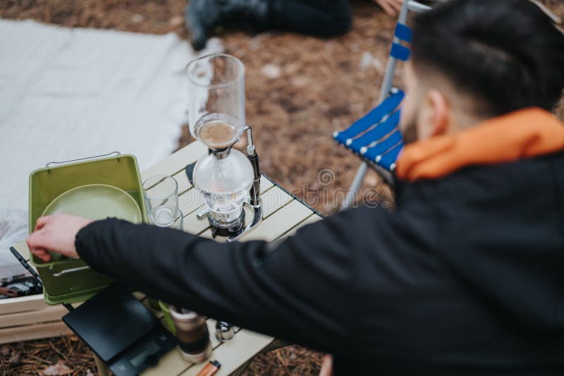 Outdoor Coffee Brewing during a Winter Picnic Stock Image - Image of ...