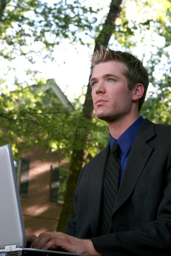 Outdoor Computer Work stock photo. Image of hands, back - 142292