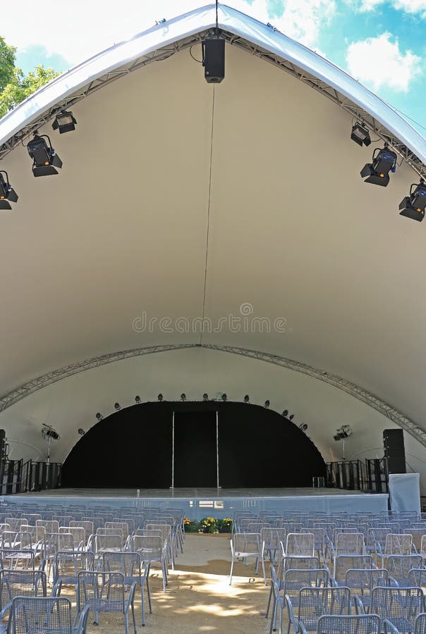 Outdoor Concert Hall with Rows of Empty Chairs Stock Image - Image of ...