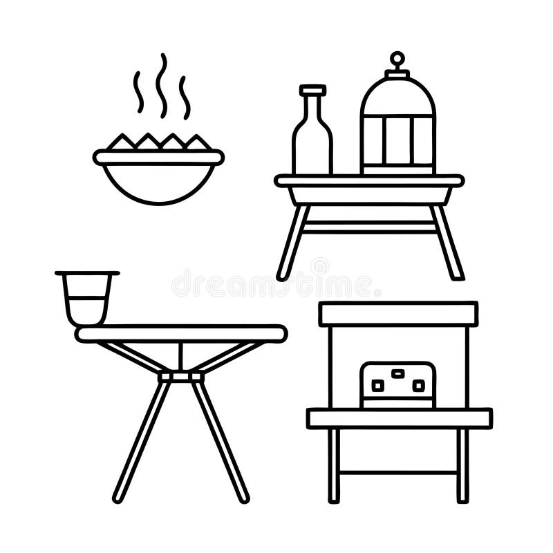 Outdoor Cooking Icons for Design Stock Vector - Illustration of craft ...