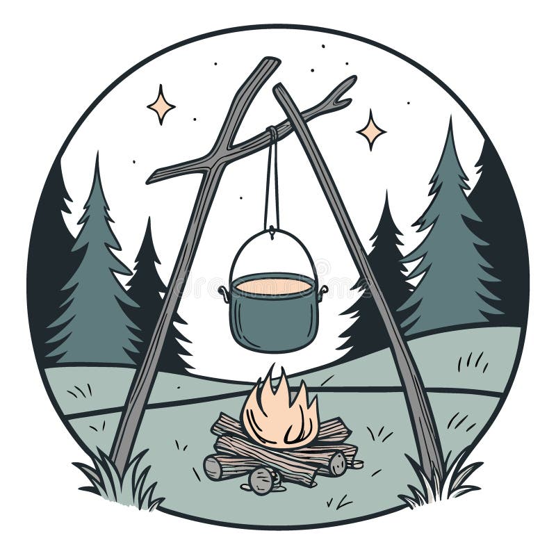 Outdoor Cooking Pot Over an Open Fire in a Forest Setting. Perfect for ...