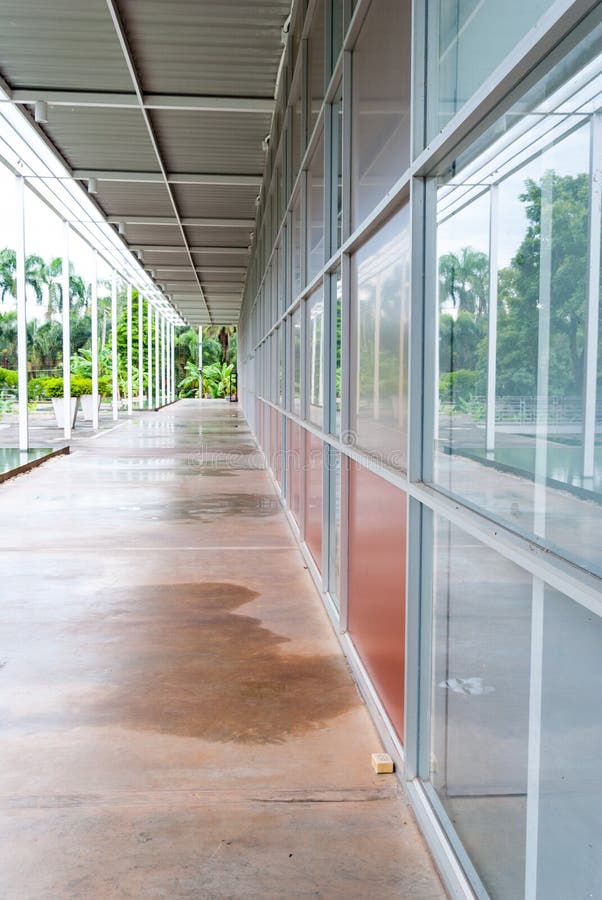 Outdoor Corridor of Architecture Perspective Stock Image - Image of ...