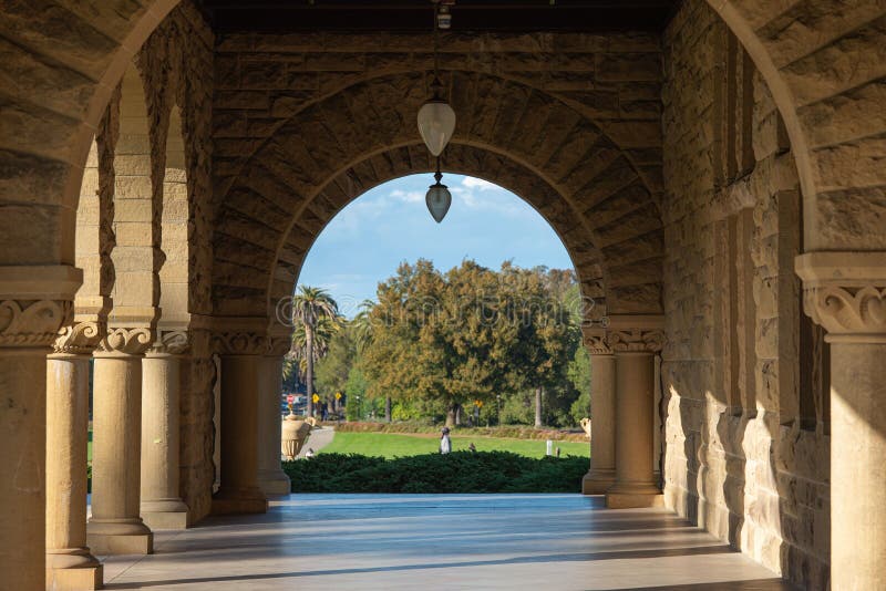 Outdoor Corridor of a Historic Building with Columns Stock Image ...