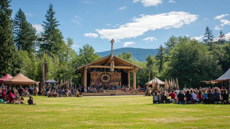 Outdoor Cultural Event with Audience Watching Performance on a Stage ...