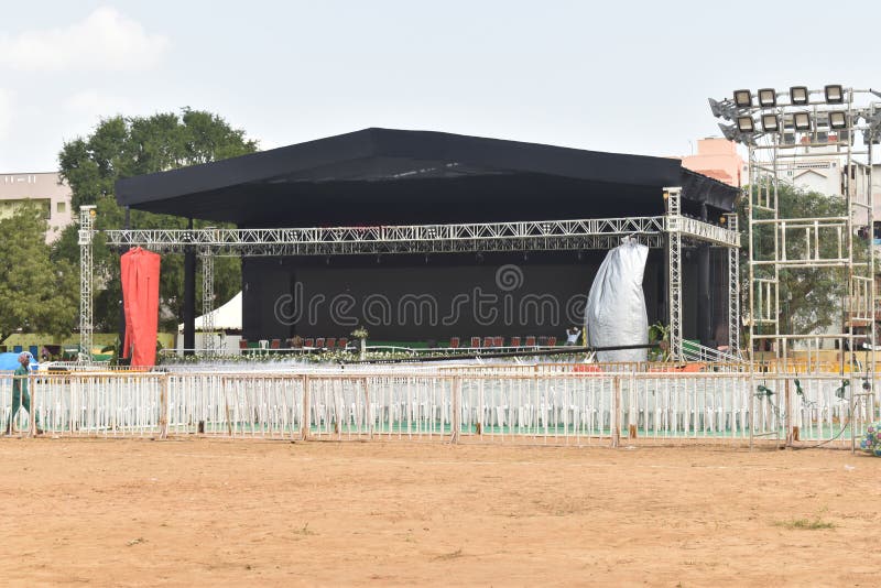 An Outdoor Decorated Stage without People, Which is Having Focus Lights ...