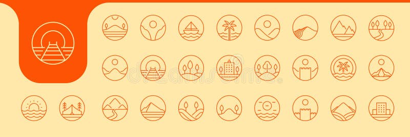 Outdoor Destination Holiday Line Icon Vector Designs Stock Vector ...
