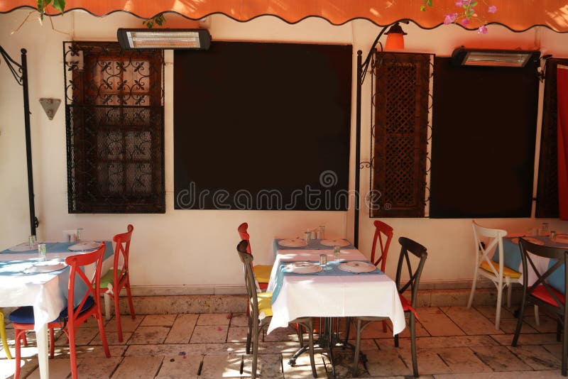 Outdoor Dining Area in Cafe. Stock Image - Image of urban, architecture ...