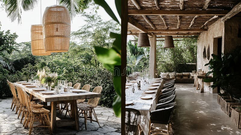 Outdoor Dining Setups in Nature-inspired Spaces. Stock Photo - Image of ...