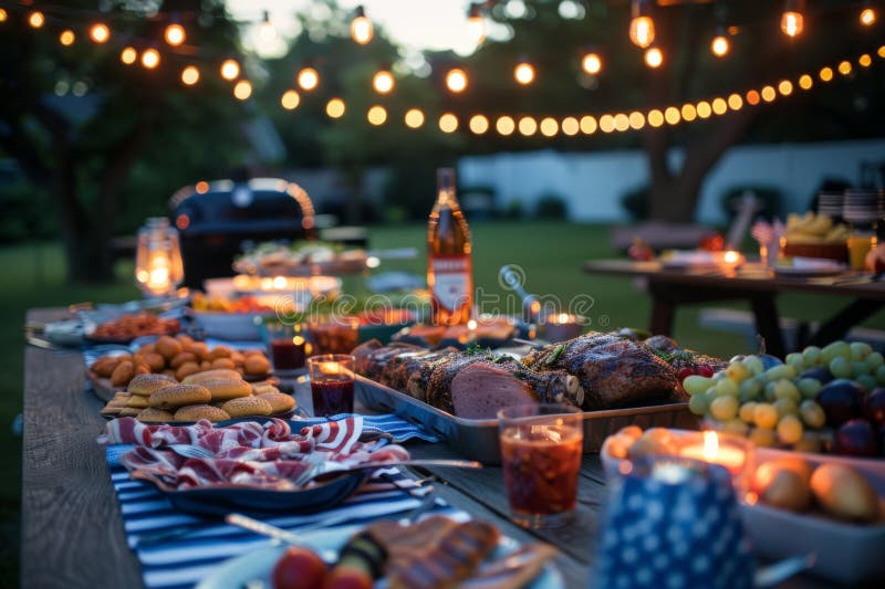 Outdoor Dining Table Set for a Patriotic American Event. Stock Photo ...