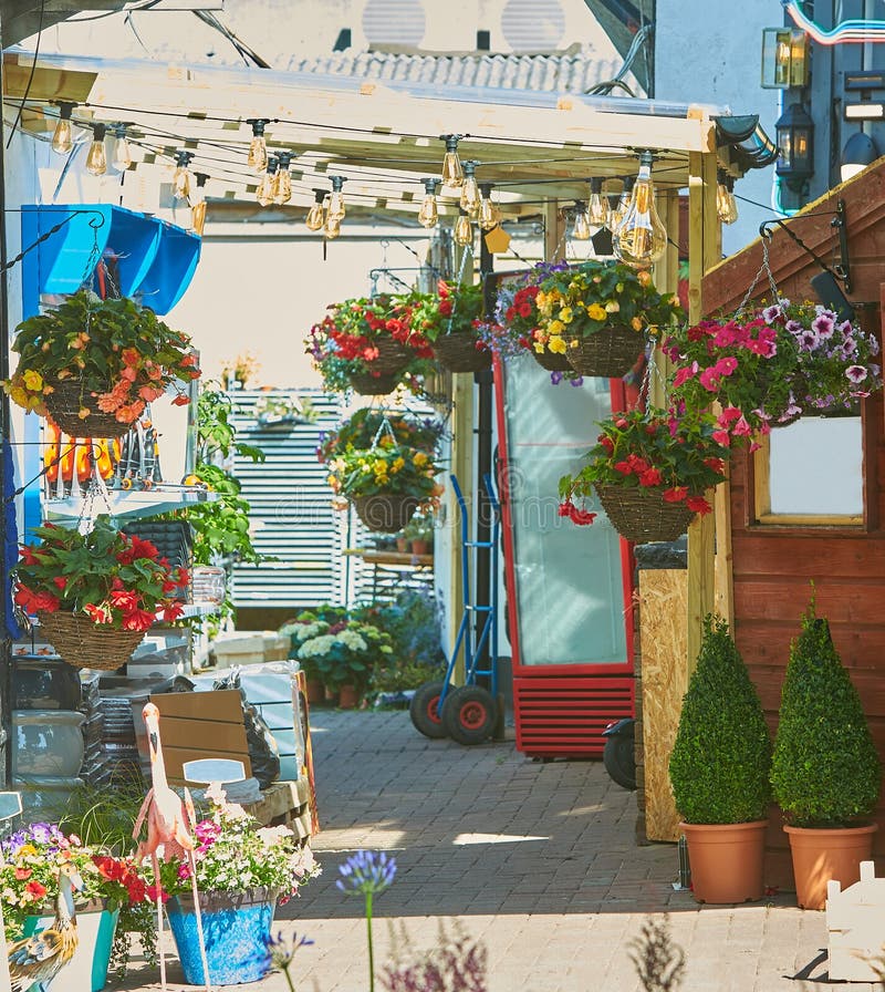 An Outdoor Display of Flowers in Front of the Flower Shop. Stock Image ...