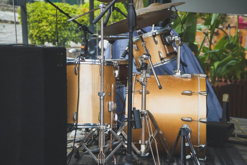 Outdoor drum set stock image. Image of band, cymbal - 172899089