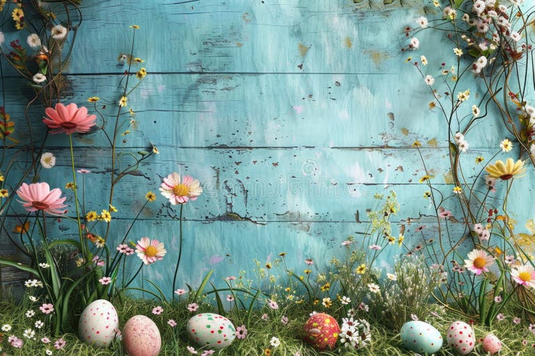 Outdoor Easter Cottage Wall, Easter Theme. Generative AI Stock Image ...